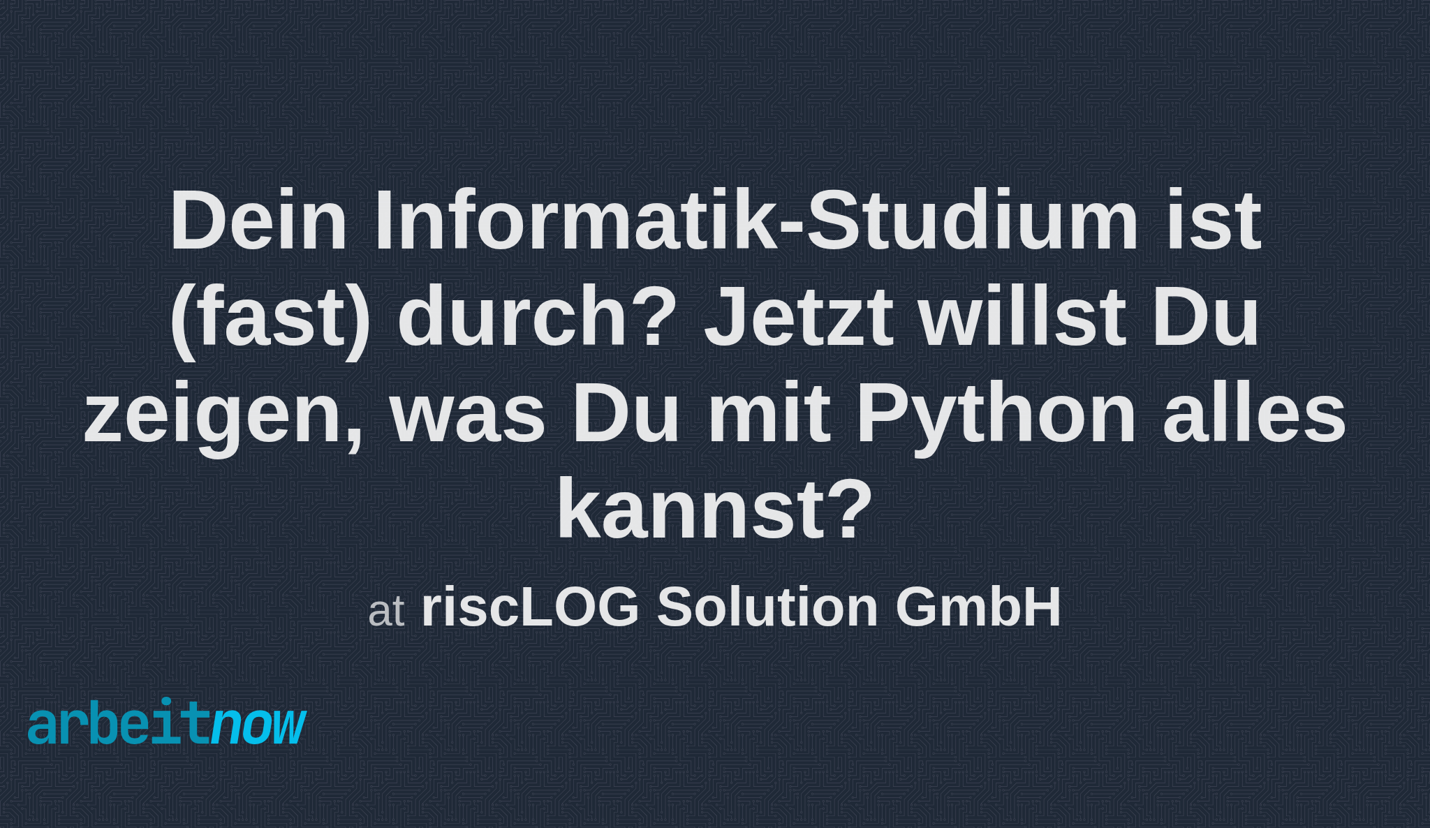 Dein Informatik-Studium ist (fast) durch? Jetzt willst Du zeigen, was Du mit Python alles kannst ...
